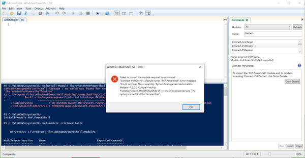 Import Module Pnp Powershell Error Could Not Load File Or Assembly